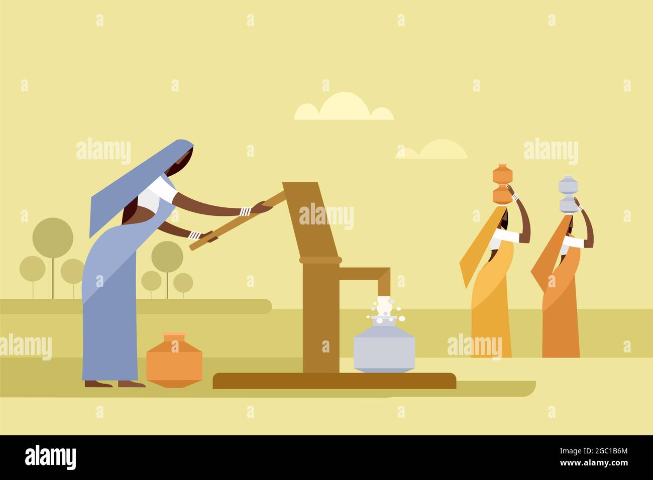 Collecting water india Stock Vector Images - Alamy