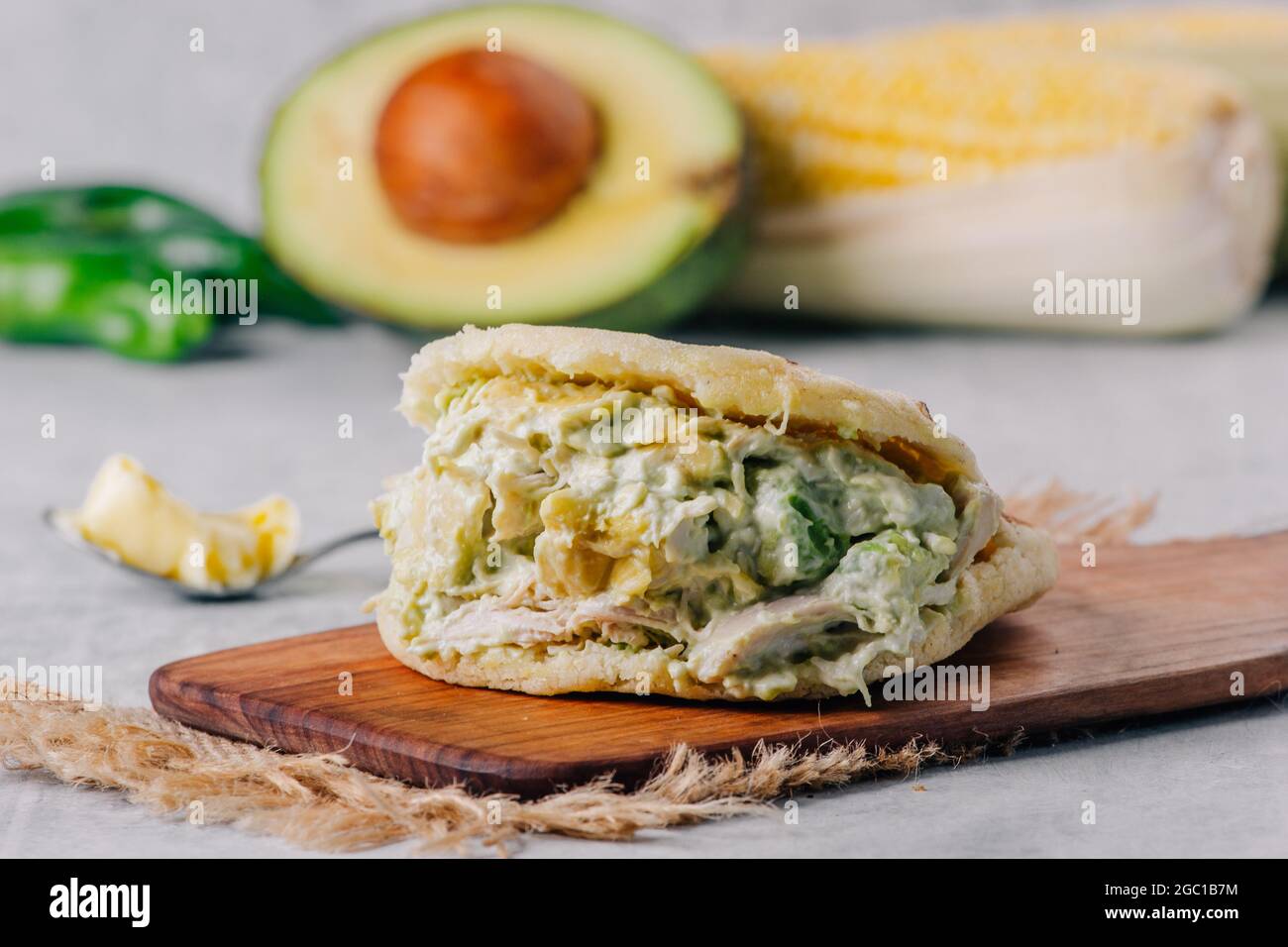 Reina pepeada, the most famous arepa in Venezuela Stock Photo - Alamy