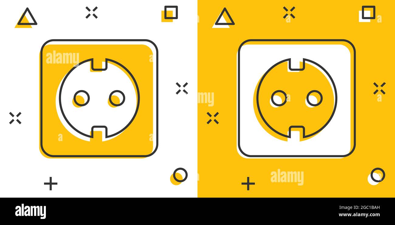 Vector cartoon extension cord sign icon in comic style. Electric power ...