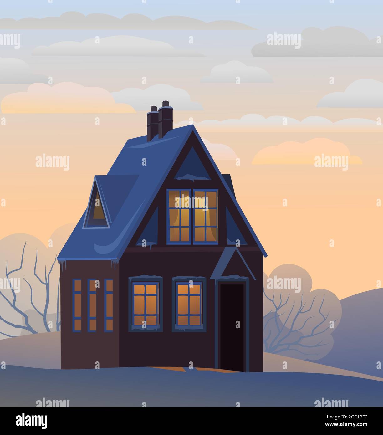 Traditional snow scene in Stock Vector Images - Alamy