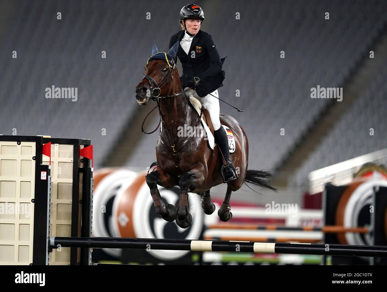 Annika Schleu of Germany during the Modern Pentathlon at Tokyo Stadium ...