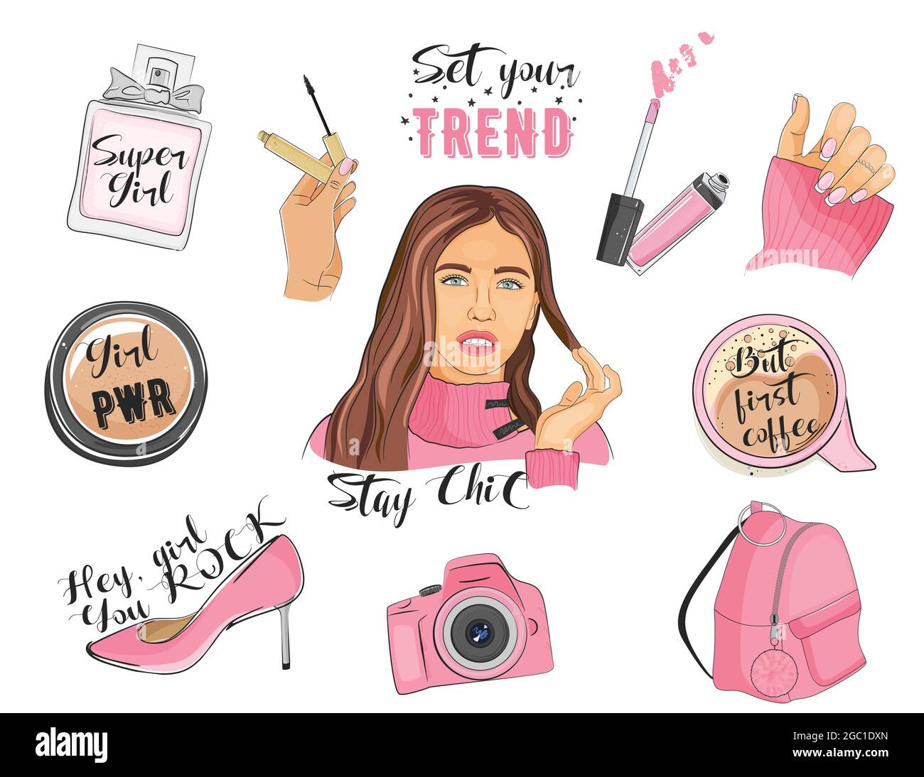 Fashion girl glam collection. Vector illustration Stock Vector Image ...