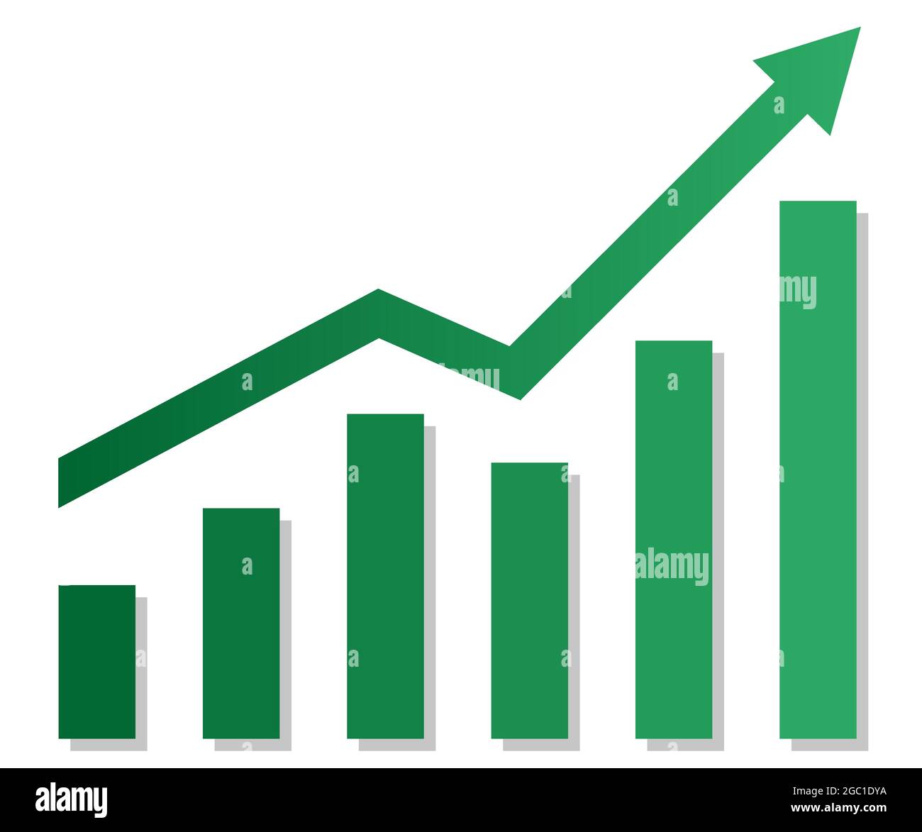 Graph with increase report. Diagram with rise and gain progress. Vector ...