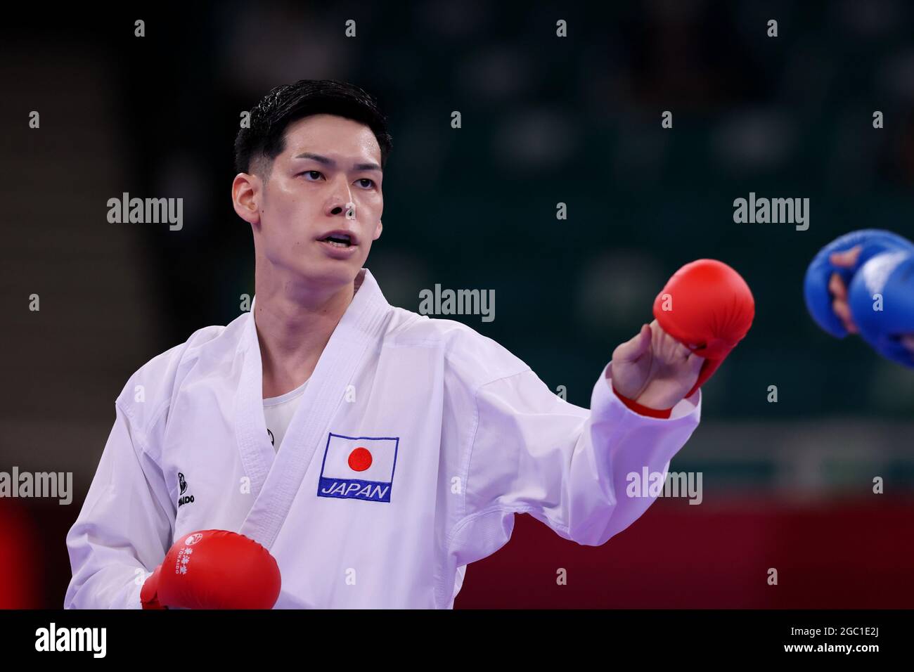 Tokyo, Japan. 6th Aug, 2021. Ken Nishimura (JPN) Karate : Men's Kumite-75kg Elimination Round ...