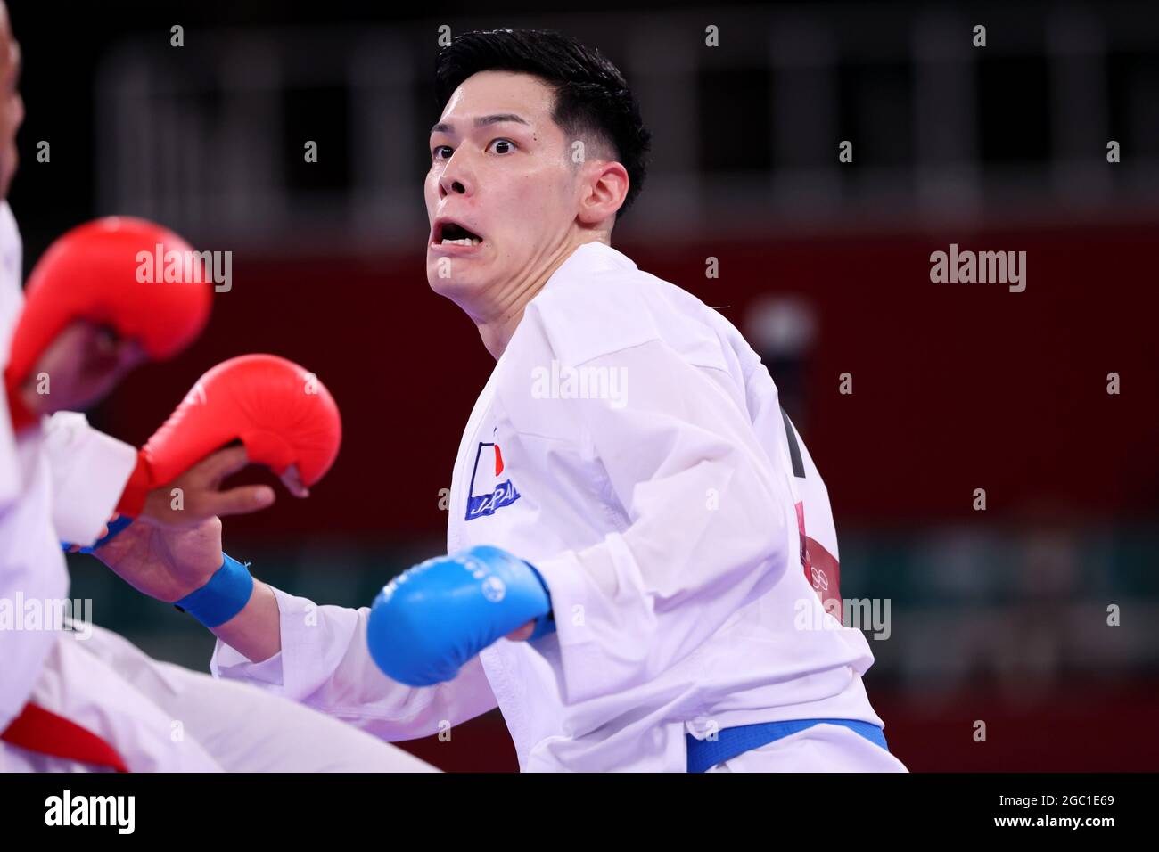 Tokyo, Japan. 6th Aug, 2021. Ken Nishimura (JPN) Karate : Men's Kumite-75kg Elimination Round ...