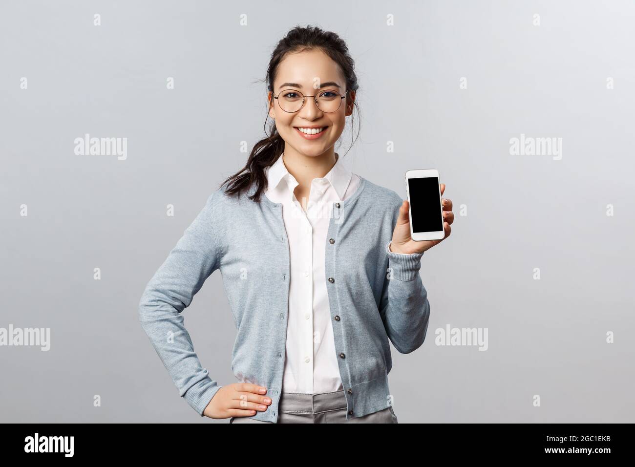 Technology Online And Mobile Lifestyle Concept Cheerful Asian Woman