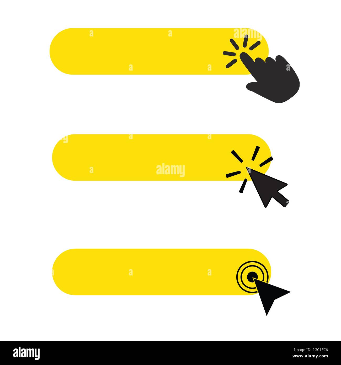 blank click here yellow button on white background. click here button ...