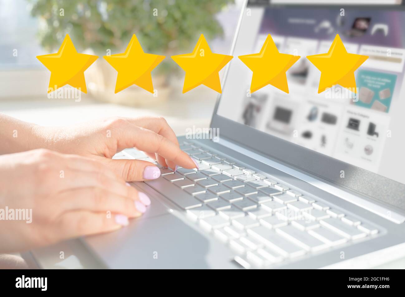 five star rating. Rise on increasing five stars in human hand, Increase ...