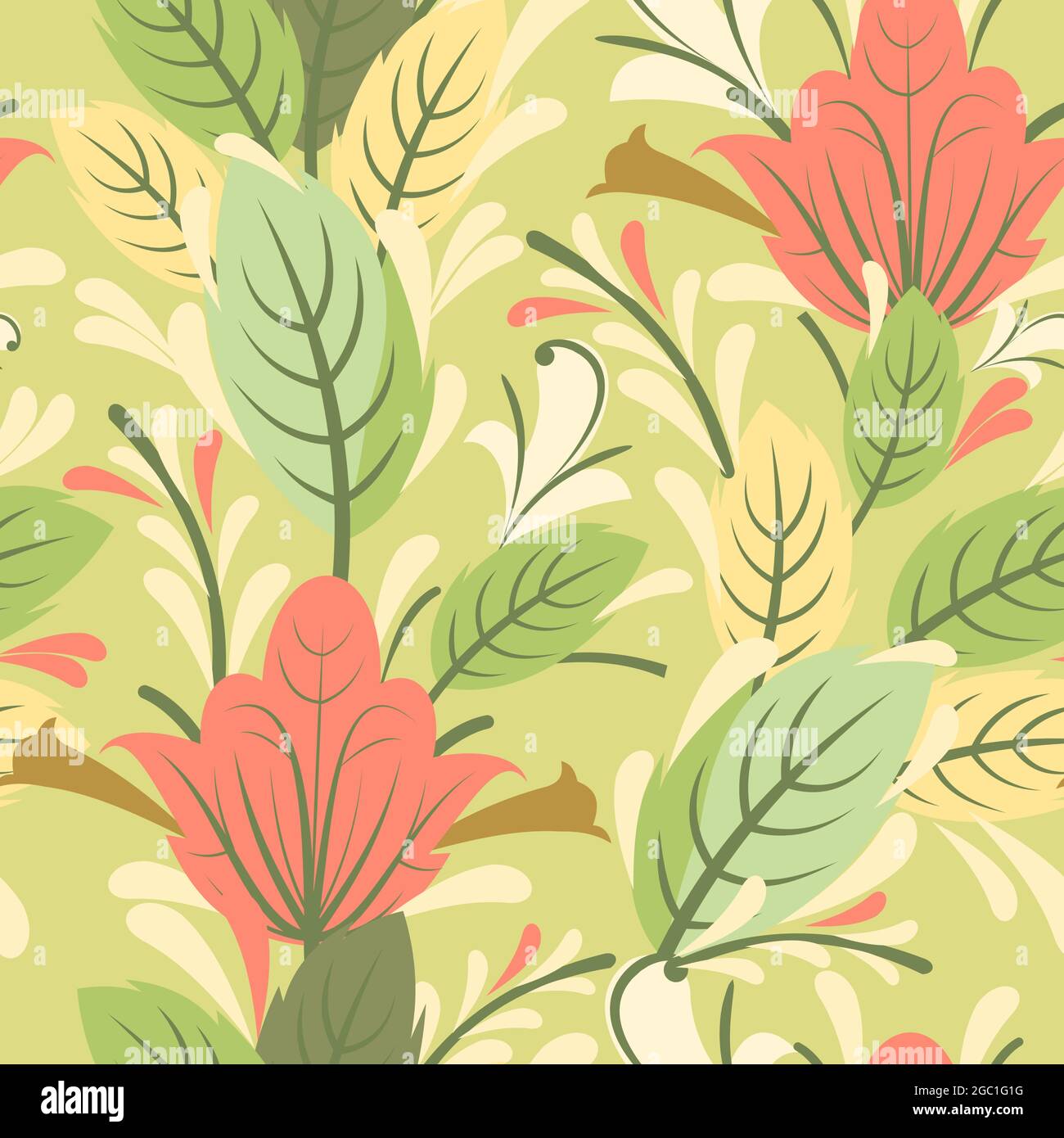 Floral ornament. Seamless pattern. Beautiful interlacing of branches ...
