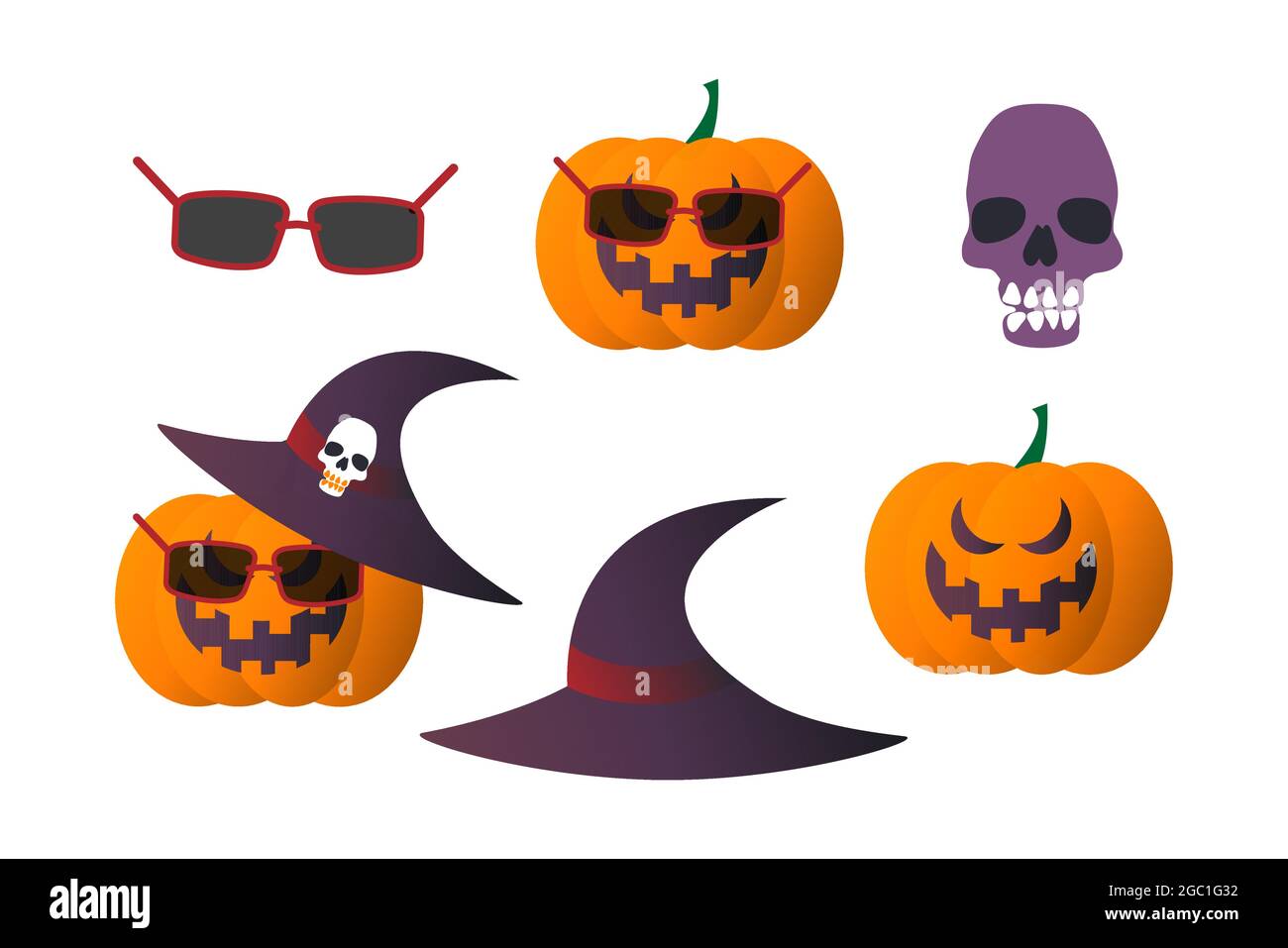 Halloween clip art set isolated on white background Stock Vector Image ...