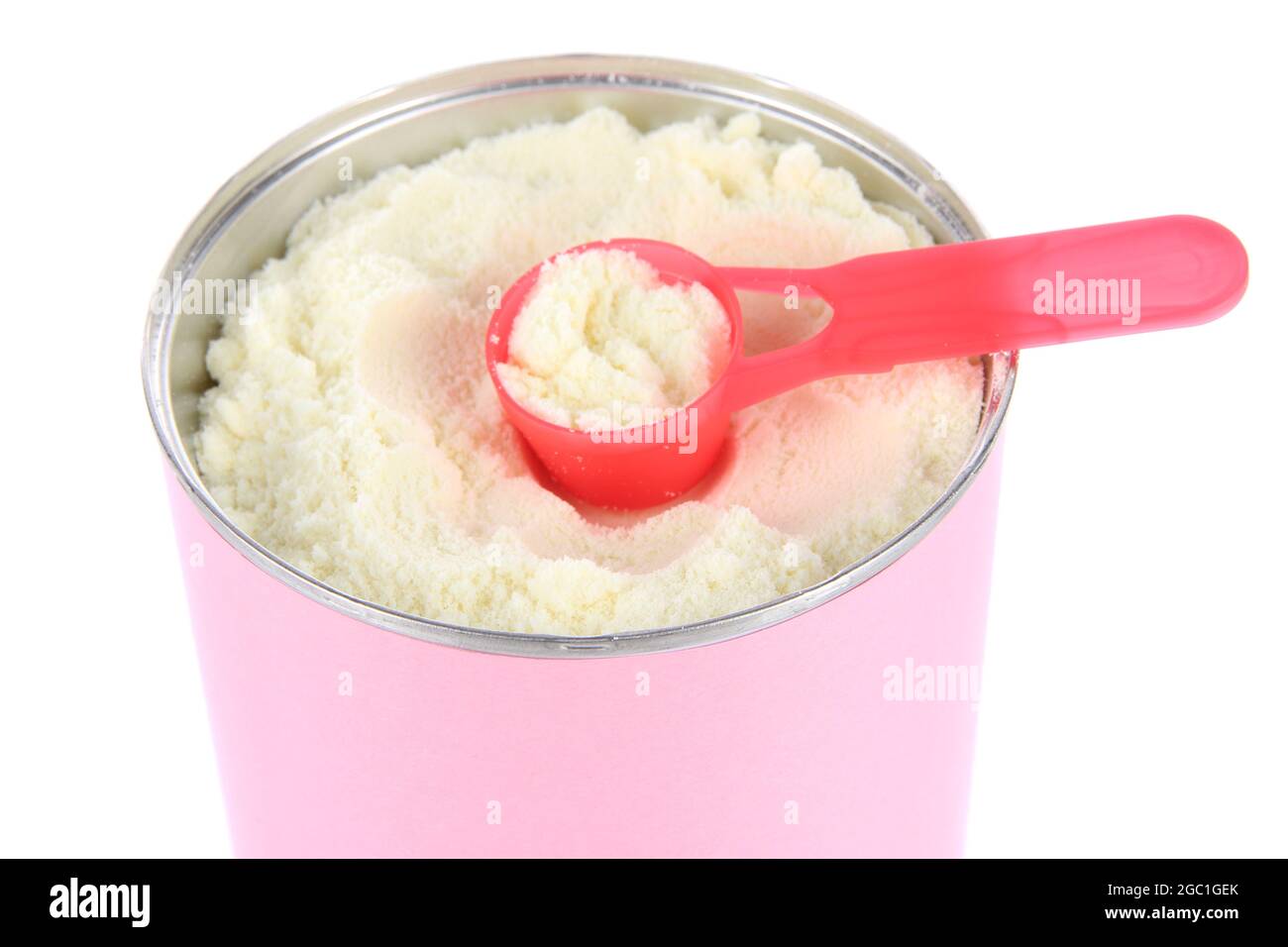 Powdered milk for baby isolated on white Stock Photo - Alamy