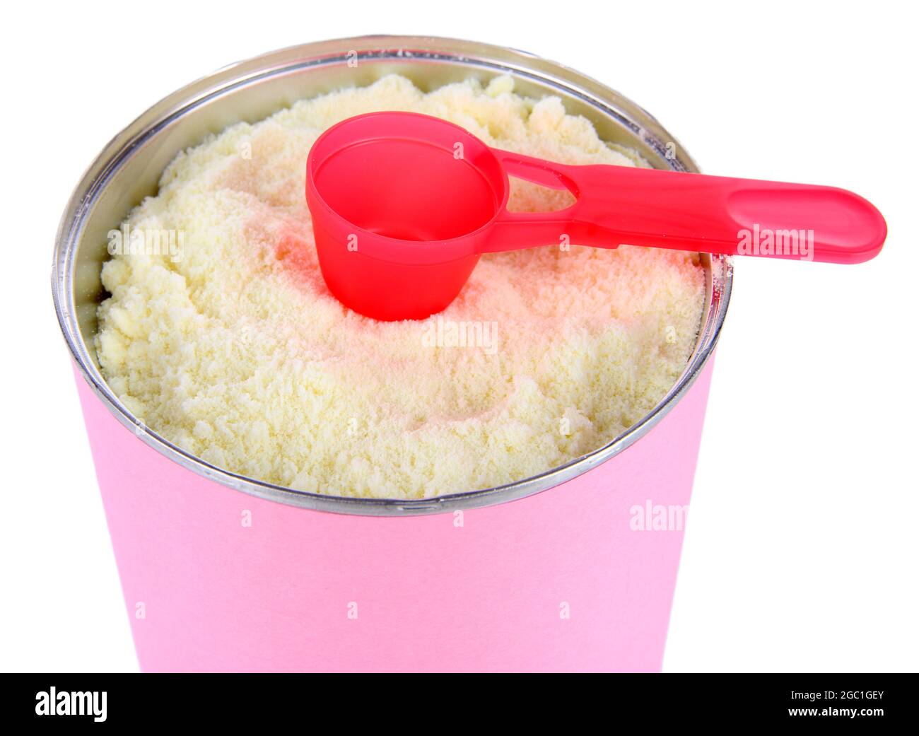 Powdered milk for baby isolated on white Stock Photo - Alamy