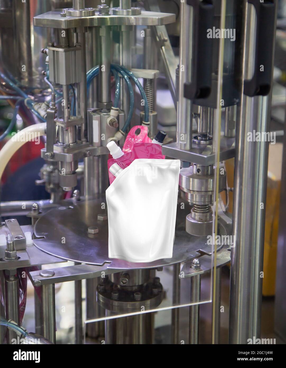 Automated spout pouch filling machinery. Industrial spouted pouch ...