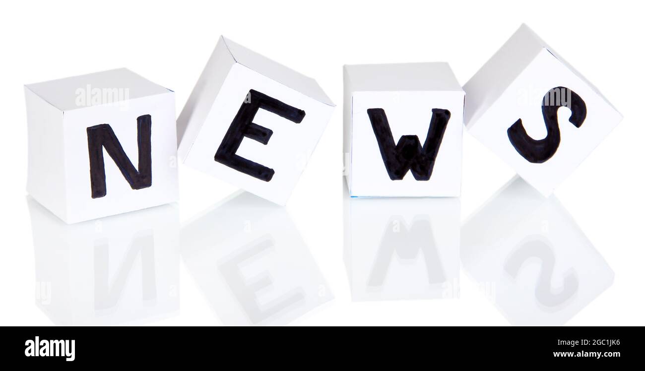 White paper cubes labeled "News" isolated on white Stock Photo - Alamy