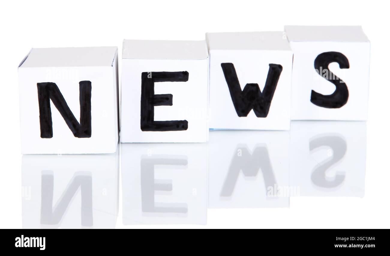 White paper cubes labeled "News" isolated on white Stock Photo - Alamy