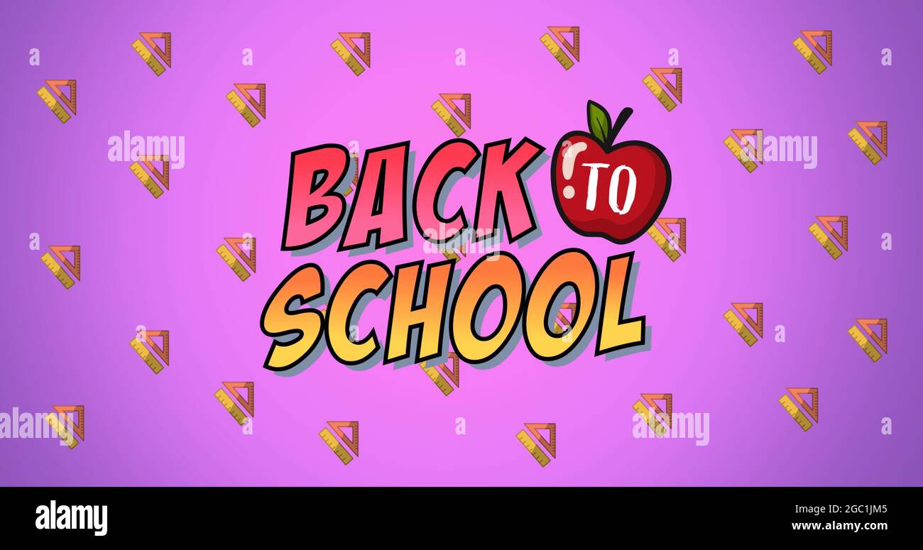 Image of back to school text over school icons Stock Photo - Alamy