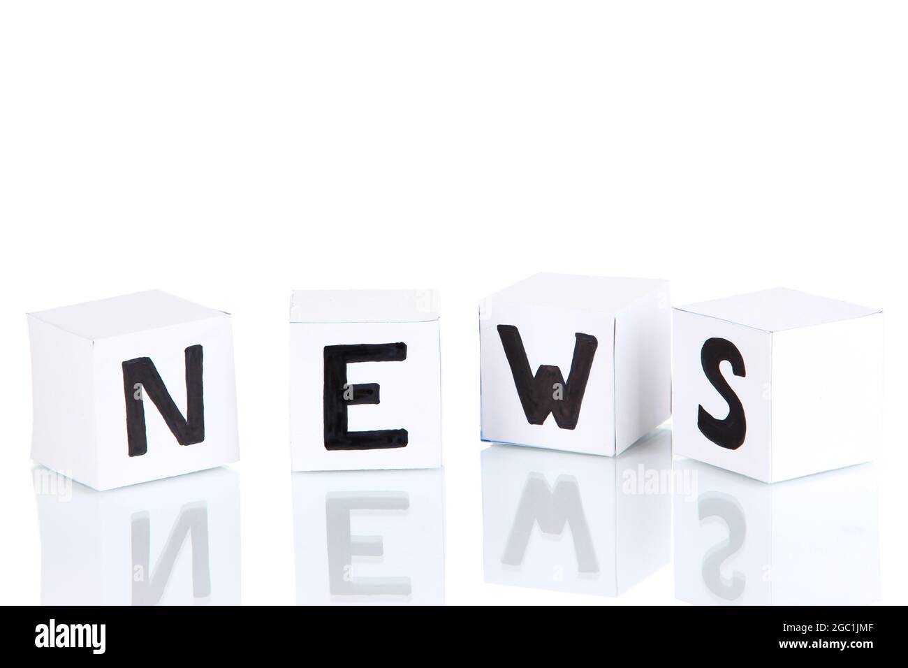 White paper cubes labeled "News" isolated on white Stock Photo - Alamy