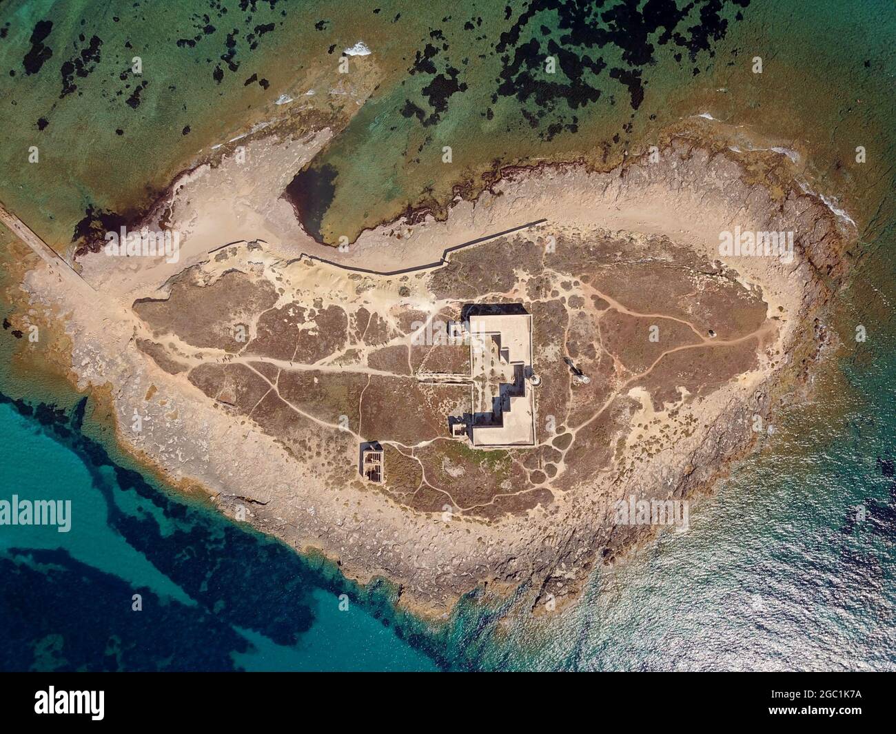 Italy, Sicily, Syracuse , Capo Passero : Aerial view from drone of ...