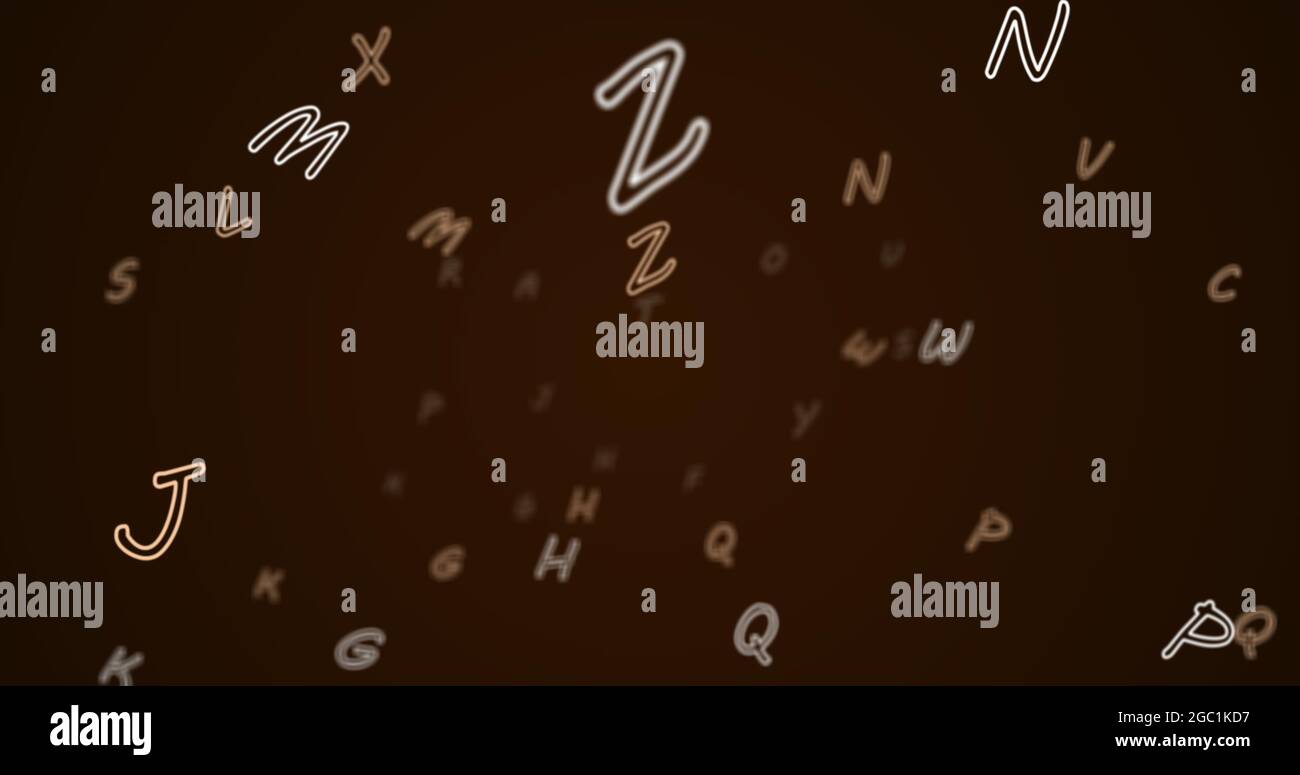 Digital image of multiple alphabets floating and moving against black background Stock Photo - Alamy