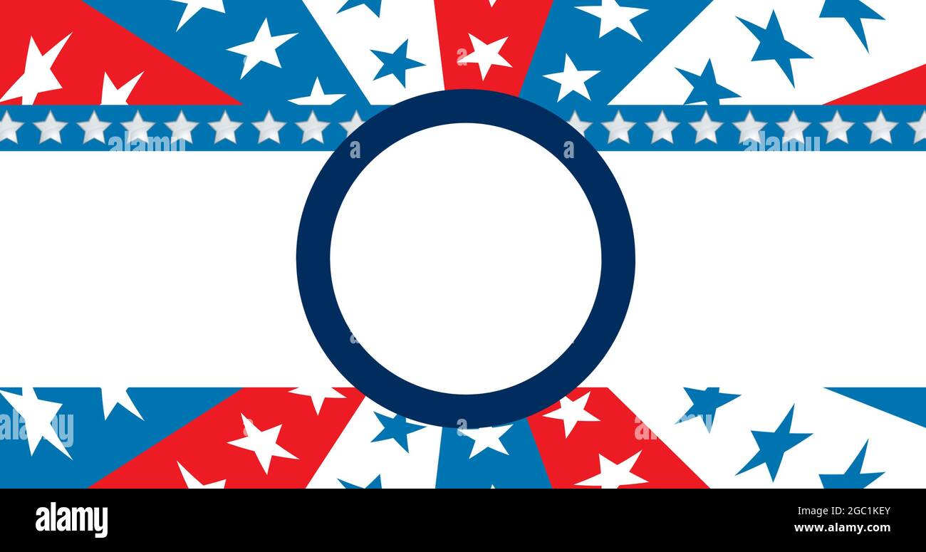 Image of blue circle over american flag stars and stripes background ...