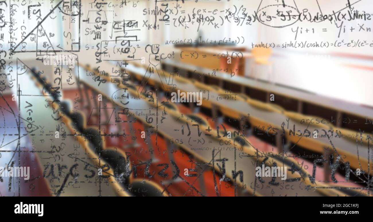 Digital composition of mathematical equations and formulas floating ...