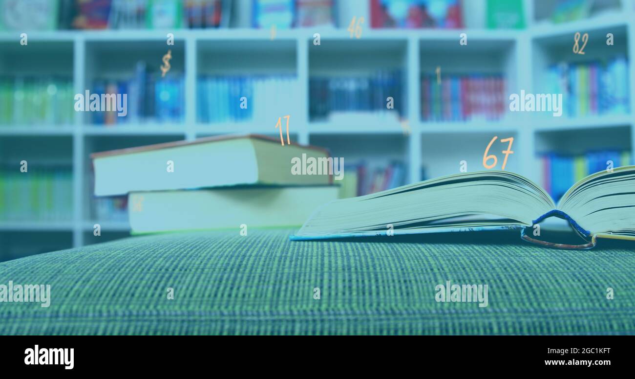 Digital composition of multiple numbers and symbols floating against ...