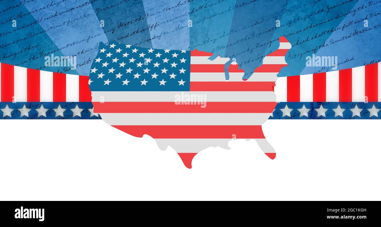 Image of usa map coloured in american flag over stars and stripes Stock ...