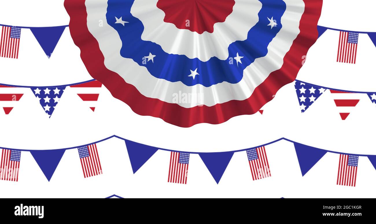 Image of american flags on strings over white background Stock Photo ...