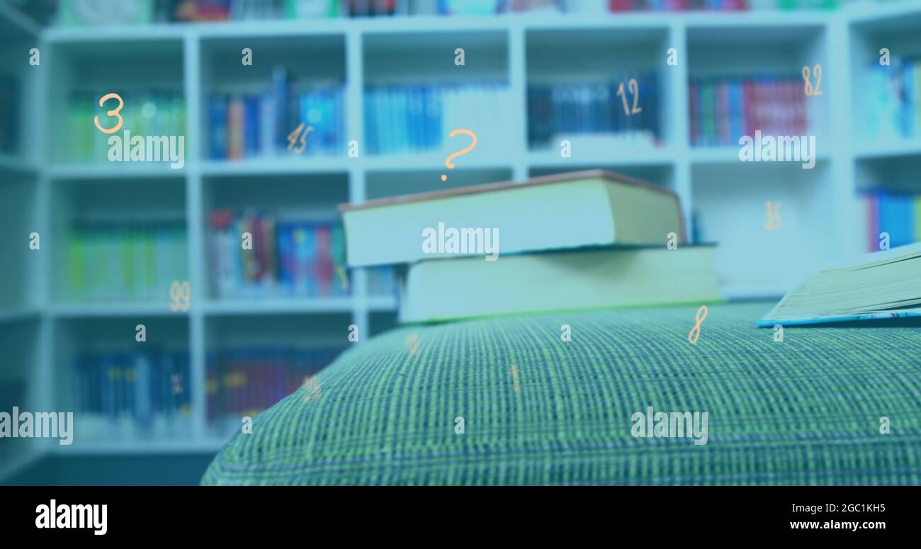 Digital composition of multiple numbers and symbols floating against ...