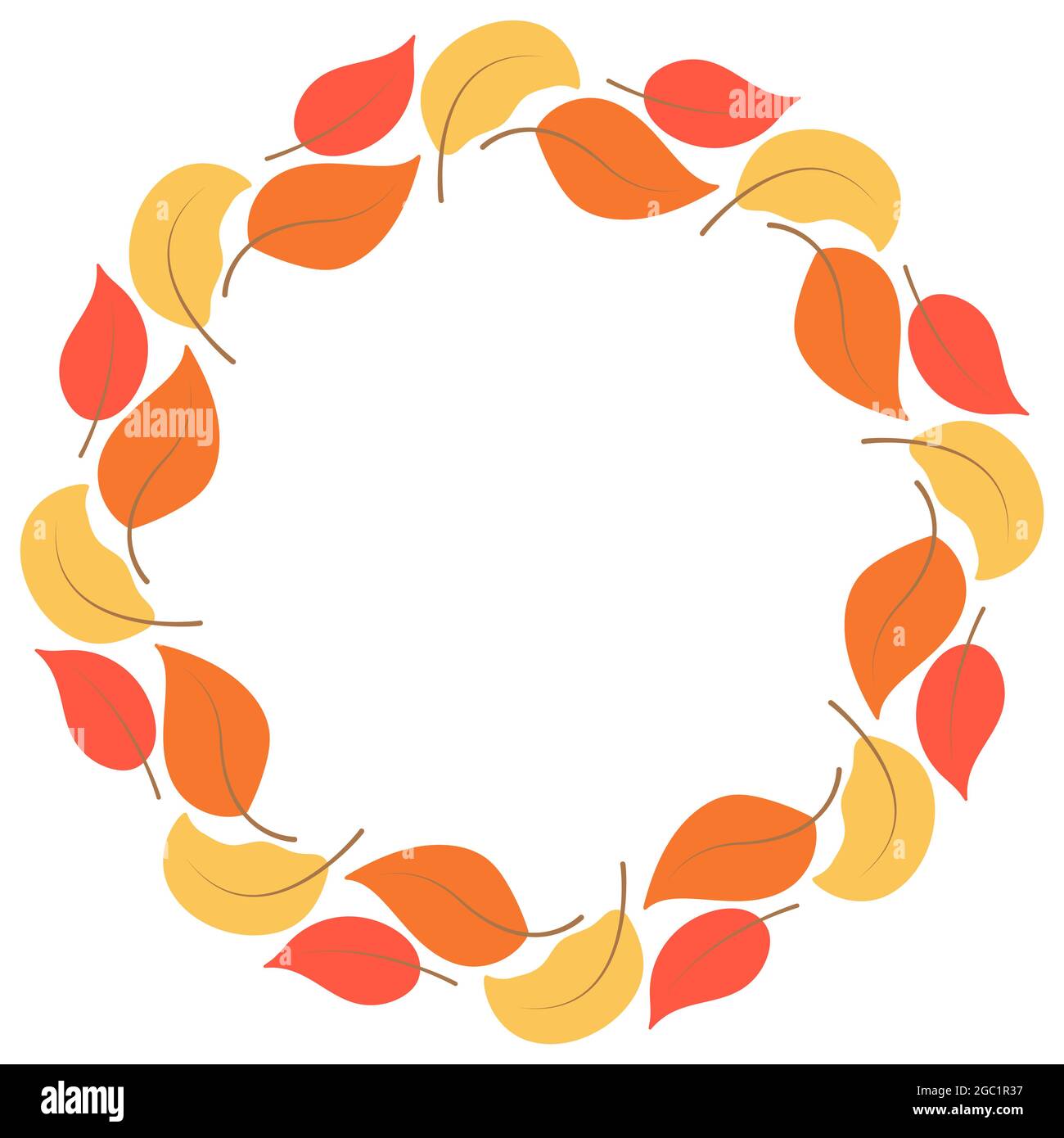 Circular frame fall leaves vector illustration. Autumn rim with red ...