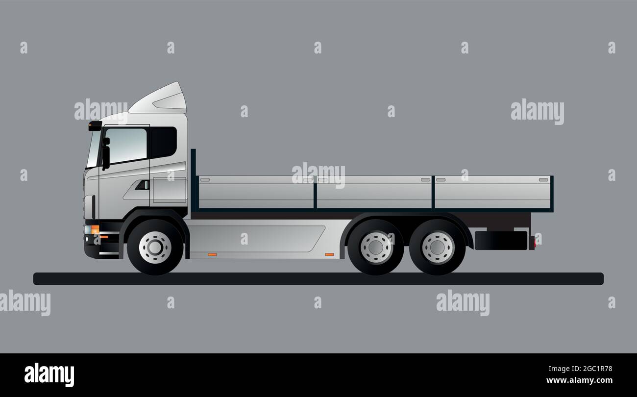An image of a modern European open body truck. Flat vector illustration ...