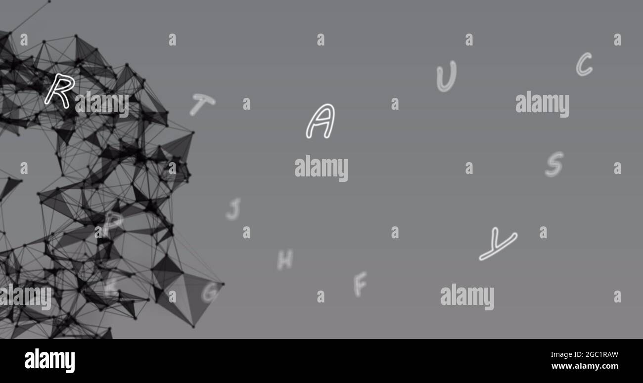 Image of multiple letters changing over network of connections Stock ...