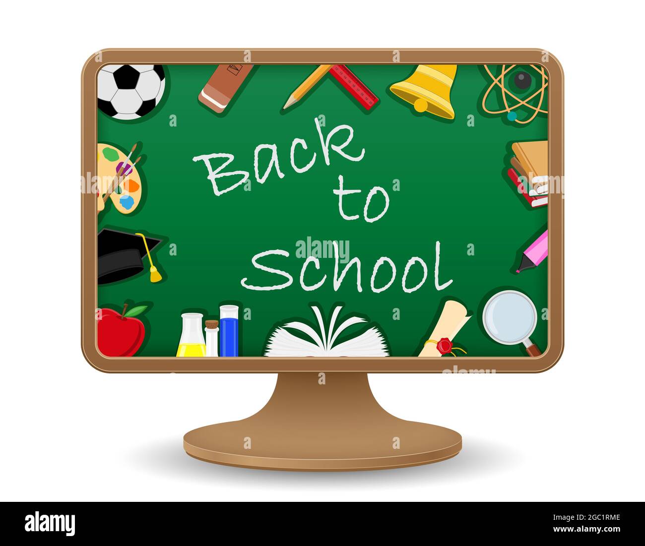 school blackboard monitor screen education concept vector illustration ...