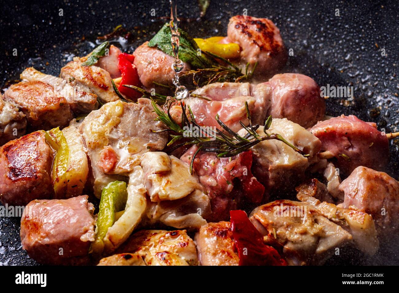 Chicken skewers that are cooked Stock Photo - Alamy