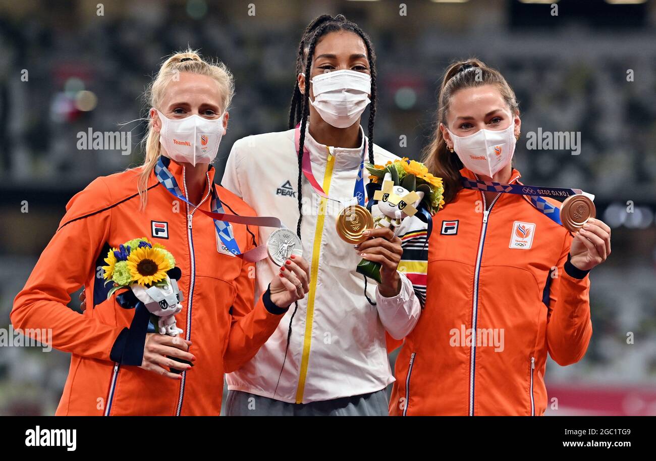 Dutch Anouk Vetter, Belgian Nafissatou Nafi Thiam and Bronze medal ...