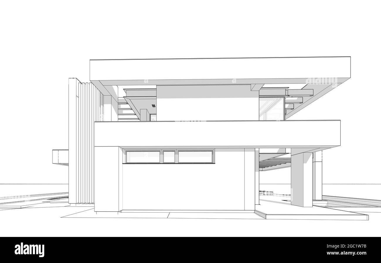 Beautiful modern house parking Black and White Stock Photos & Images ...