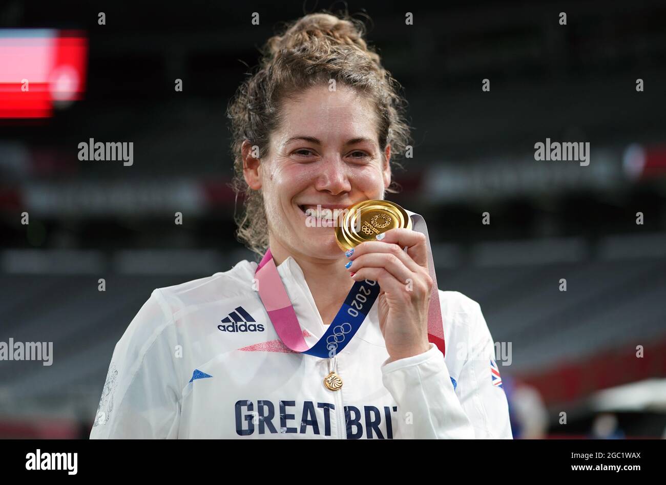 Great Britain's Kate French after winning a gold medal in the Modern ...
