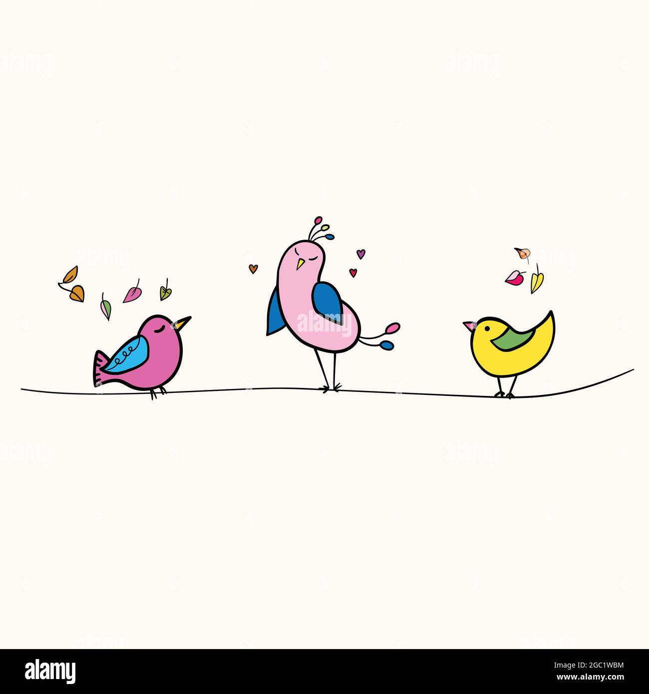 Cute Bird Drawings In Color