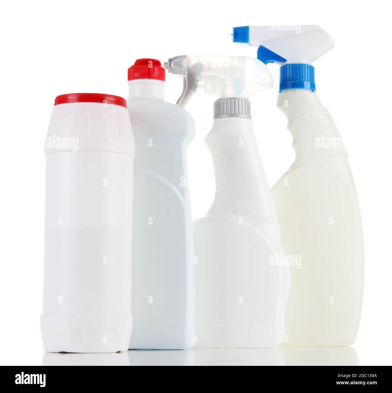Different kinds of kitchen cleaners, isolated on white Stock Photo - Alamy