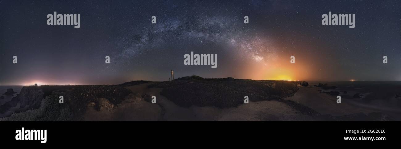 Beautiful view of the Milky Way Galaxy over a landscape Stock Photo - Alamy