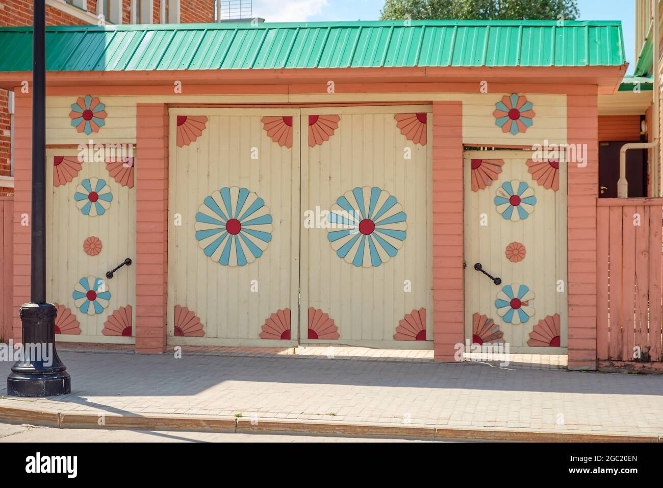 View of the colorful old tatar house at old Tatar Settlement in Kazan ...
