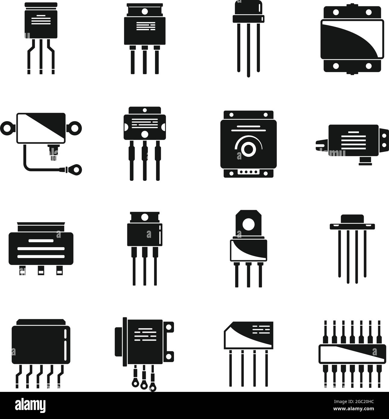 Voltage regulator icons set simple vector. Battery argon. Charger ...