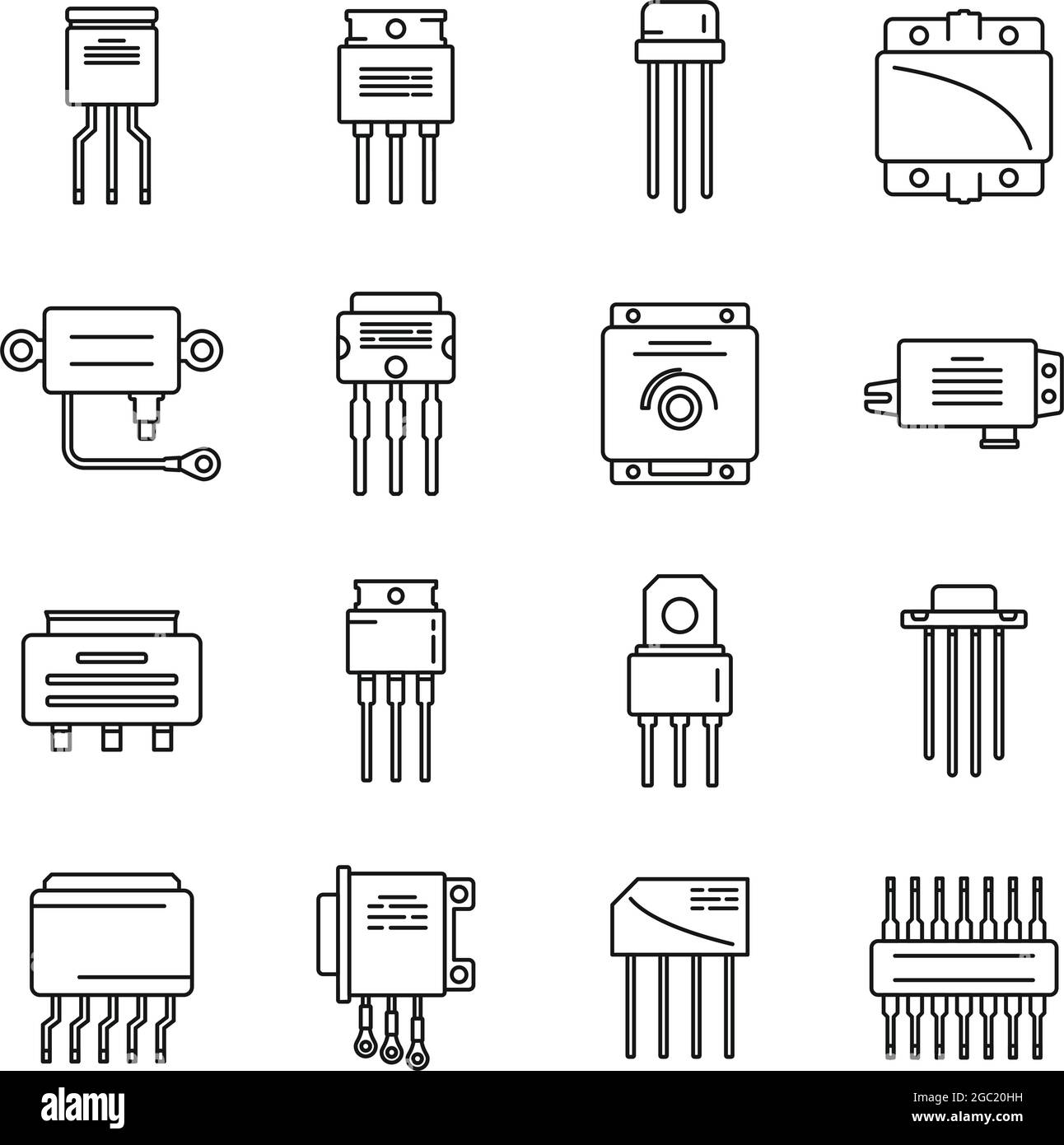 Voltage regulator icons set outline vector. Battery argon. Charger ...