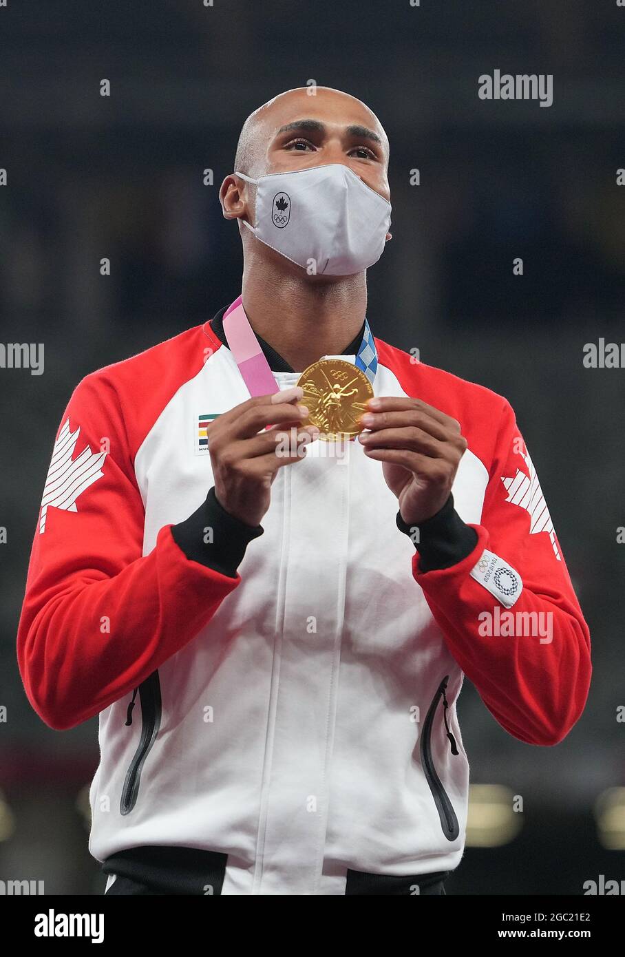 Tokyo, Japan. 6th Aug, 2021. Damian Warner of Canada reacts during the ...