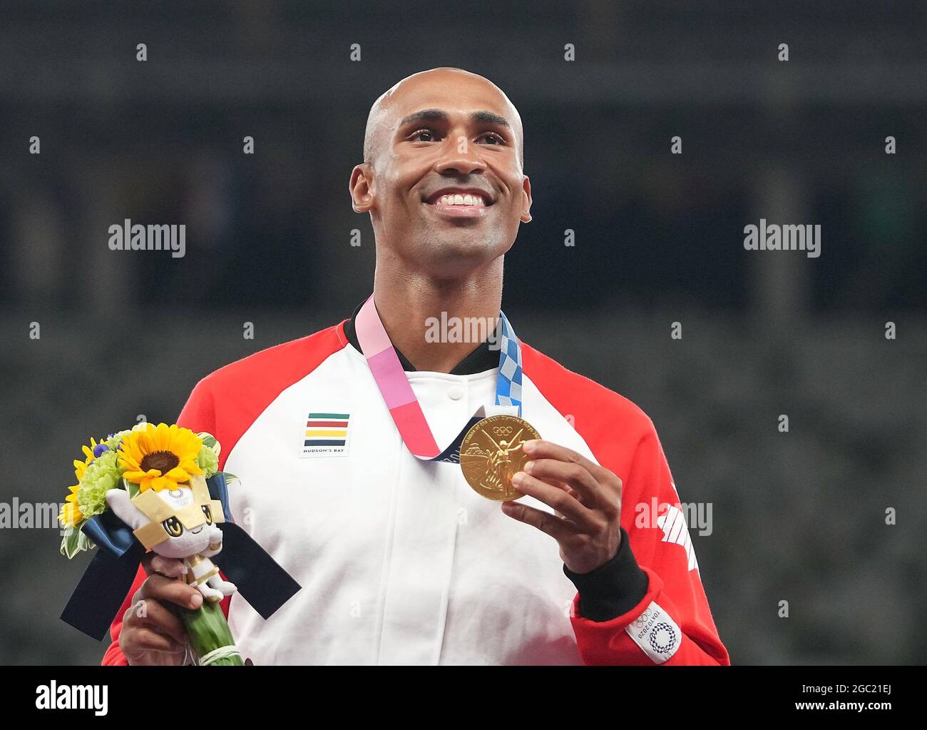 Tokyo, Japan. 6th Aug, 2021. Damian Warner of Canada reacts during the ...