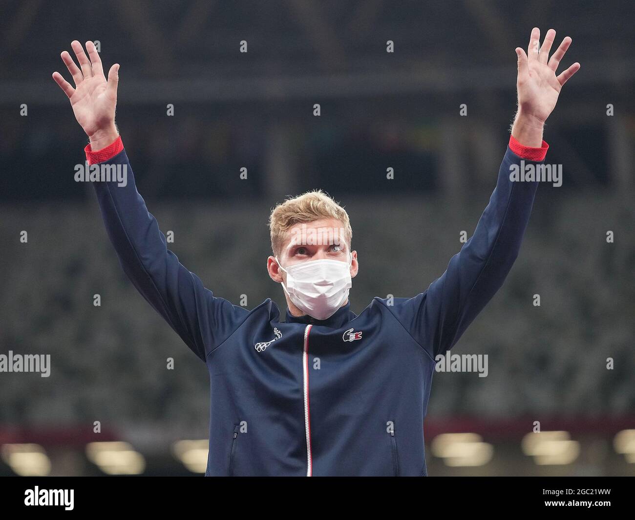 Tokyo, Japan. 6th Aug, 2021. Kevin Mayer of France reacts during the ...