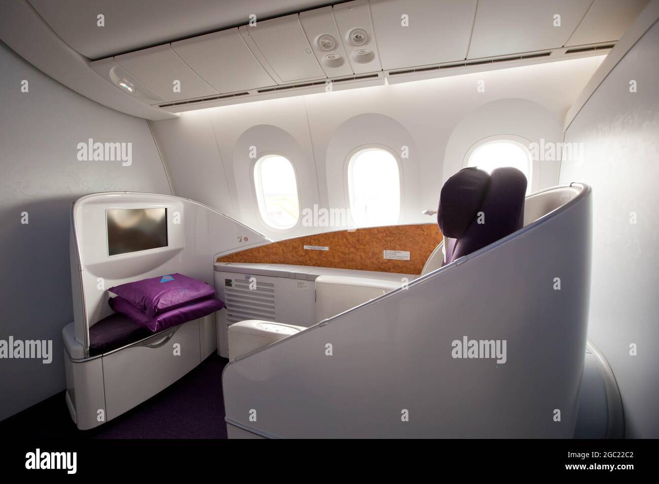 Luxury travel pods in an airplane Stock Photo - Alamy