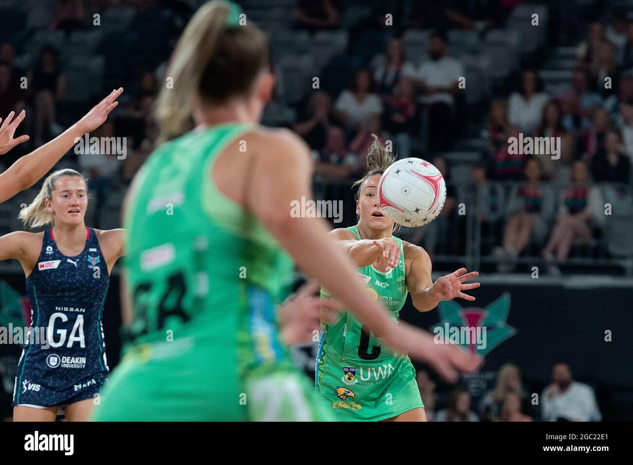 MELBOURNE, AUSTRALIA - MAY 01: Jessica Anstiss of the West Coast Fever ...