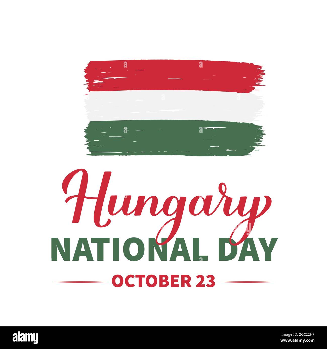 Hungary National Day lettering with grunge Hungarian flag. Vector ...
