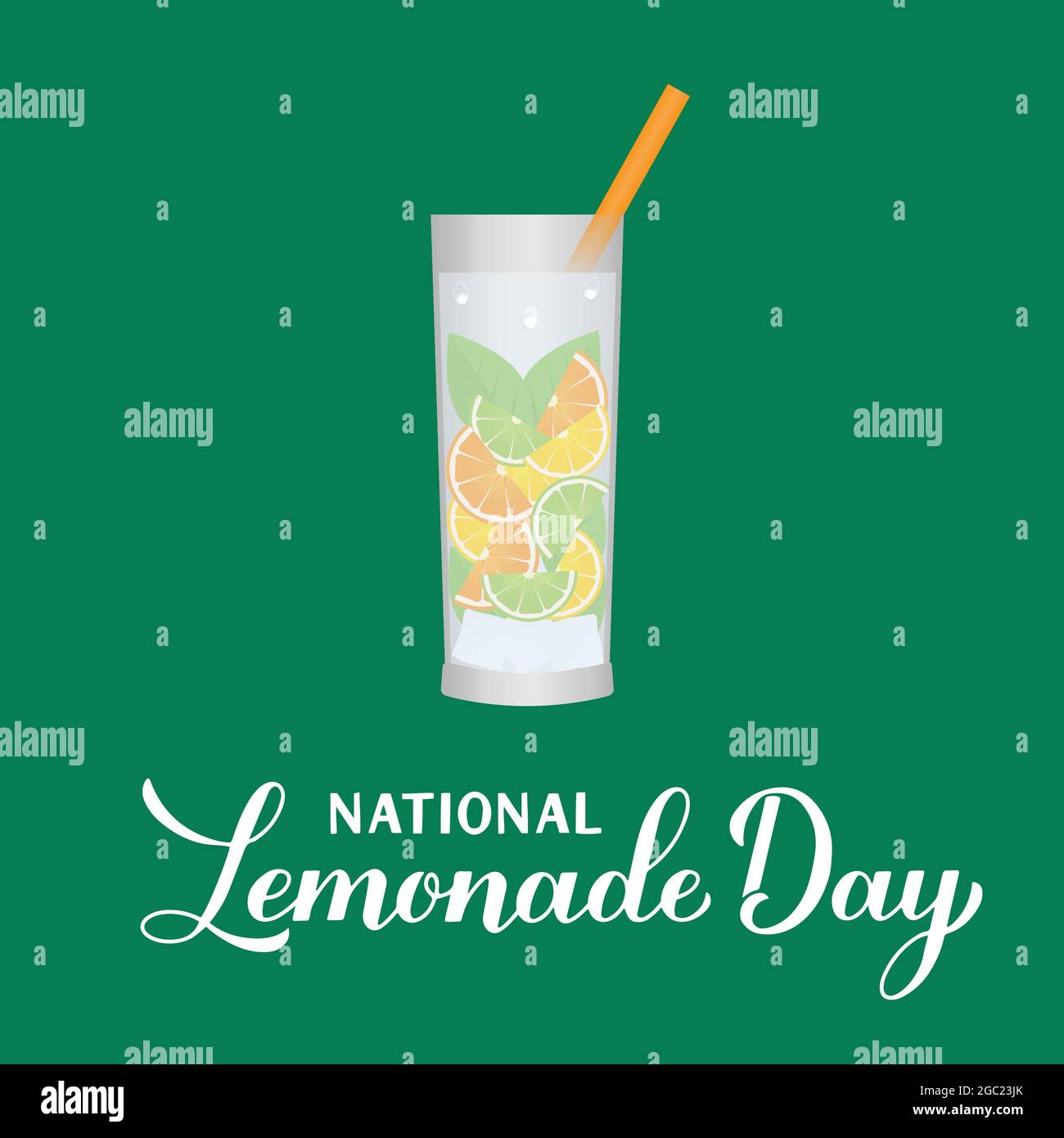Lemonade Day calligraphy hand lettering with glass of refreshing drink ...